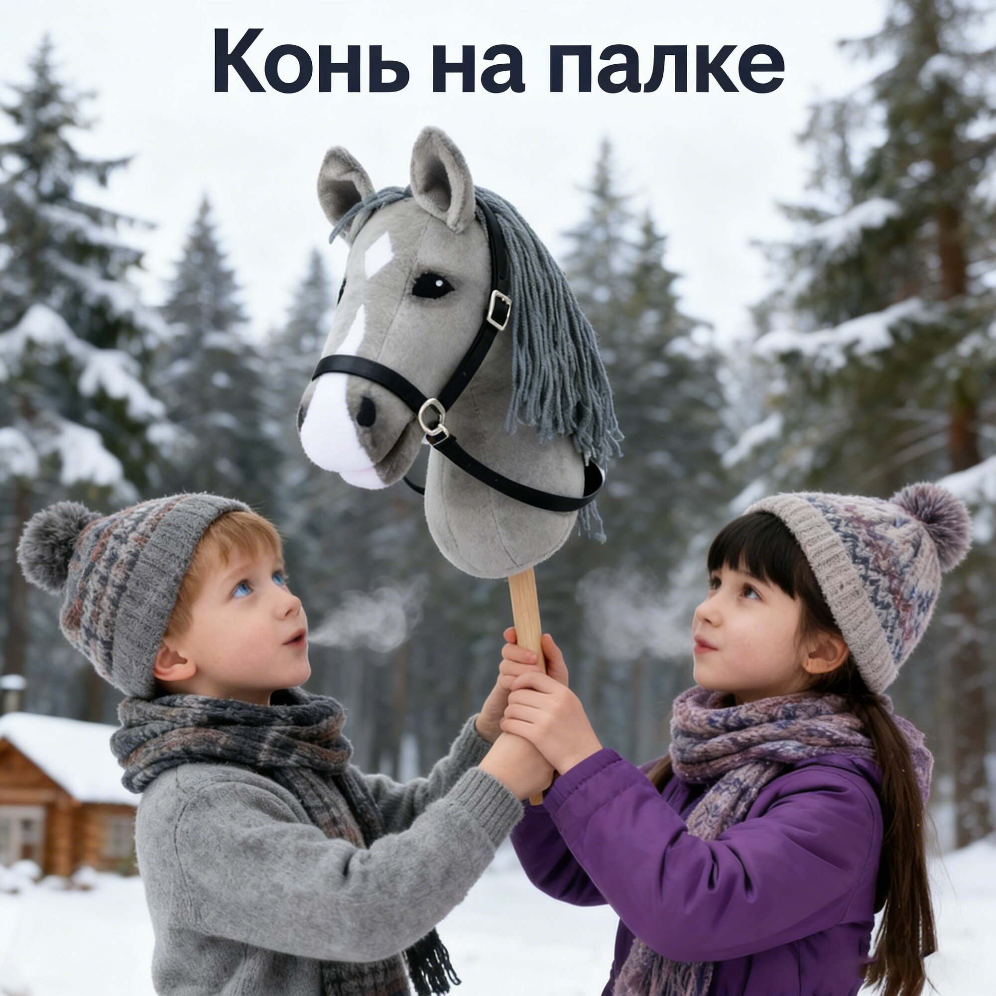 Голова лошади на палке, детская игрушка с длинной гривой, мягкая плюшевая лошадка для ролевых игр, театральных постановок и праздников