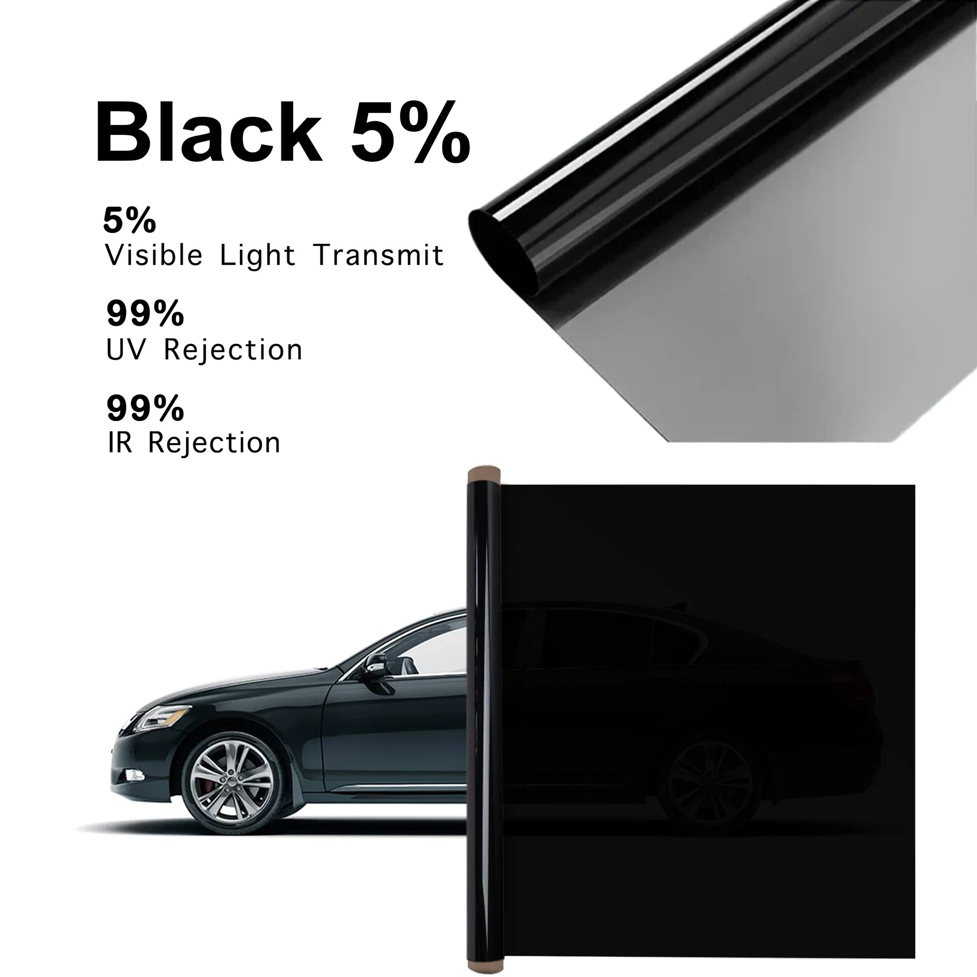 75/50см X 3/10м Тонировочная пленка для окон автомобиля, тинт тонировка авто Виниловая Самоклеющаяся виниловая пластинка электро на автомобиль электронная защитная Односторонняя Винил Наклейка Солнечная Защита Стекла Nano Black 5 pct, 75cm x 3m