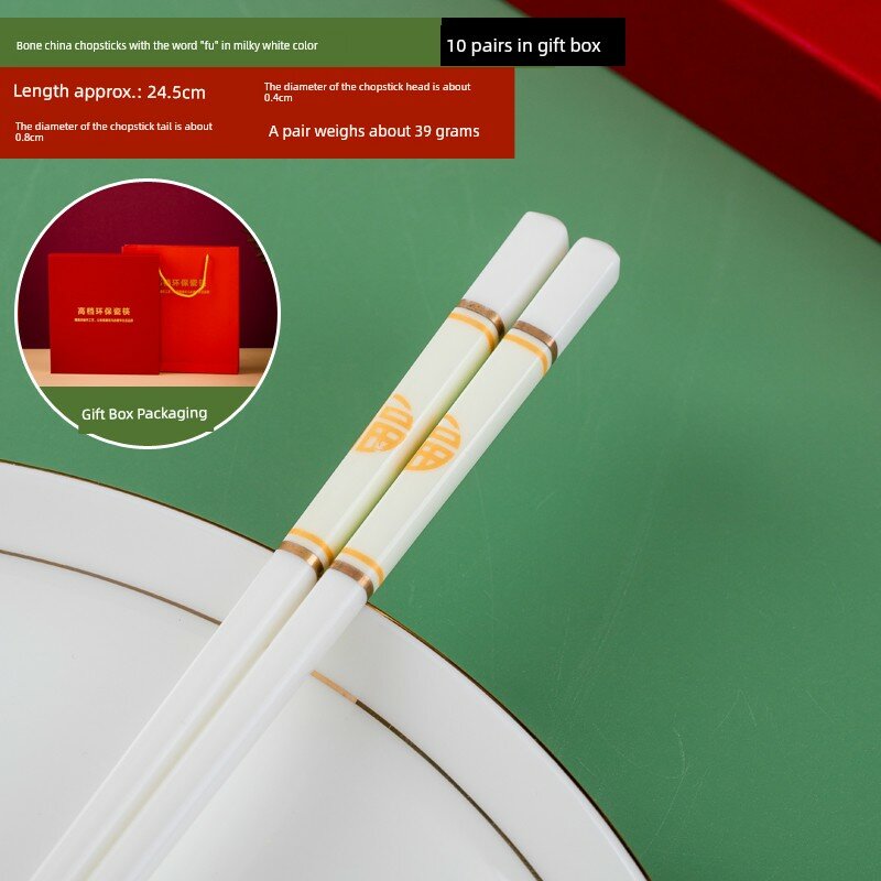 Высококачественные китайские костяные фарфоровые палочки для еды из Цзиндэчжэня, нескользящие, влагостойкие, в