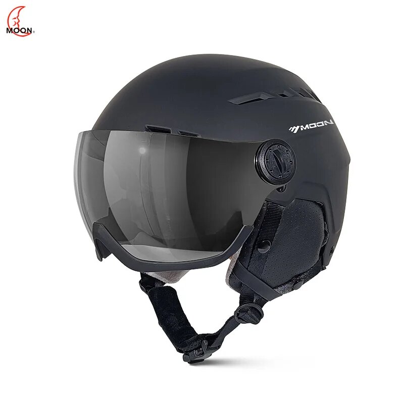 Горнолыжный шлем Moon ABS+EPS с визором для взрослых Черный, 58-61cm, BLACK