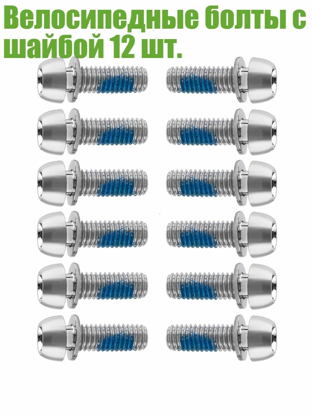 Велосипедные болты с шайбой 12 шт, Серебро