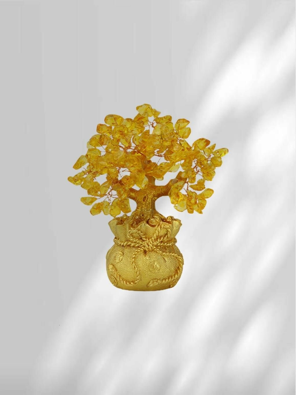 Жёлтое кристальное дерево денег по фэншуй, - S