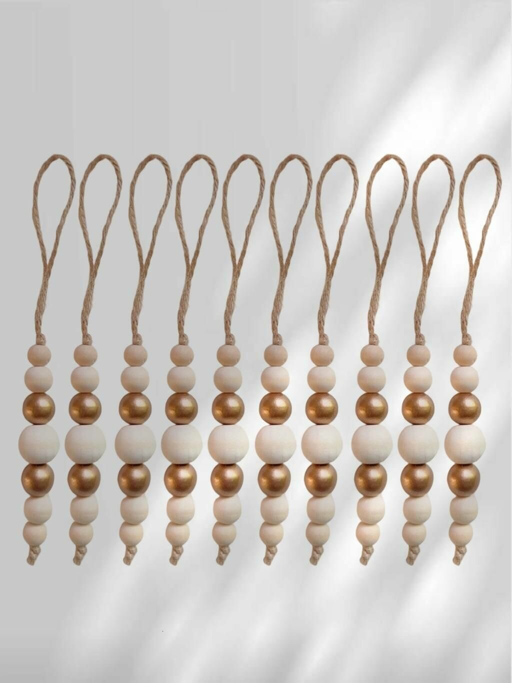 Деревянные бусины для украшения ёлки, 10 шт, - 11