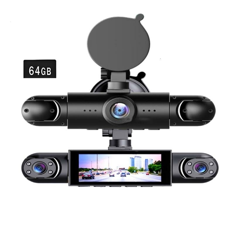 Автомобильный видеорегистратор 360 градусов 1080P, 4 камеры, ИК-ночное видение, 64G