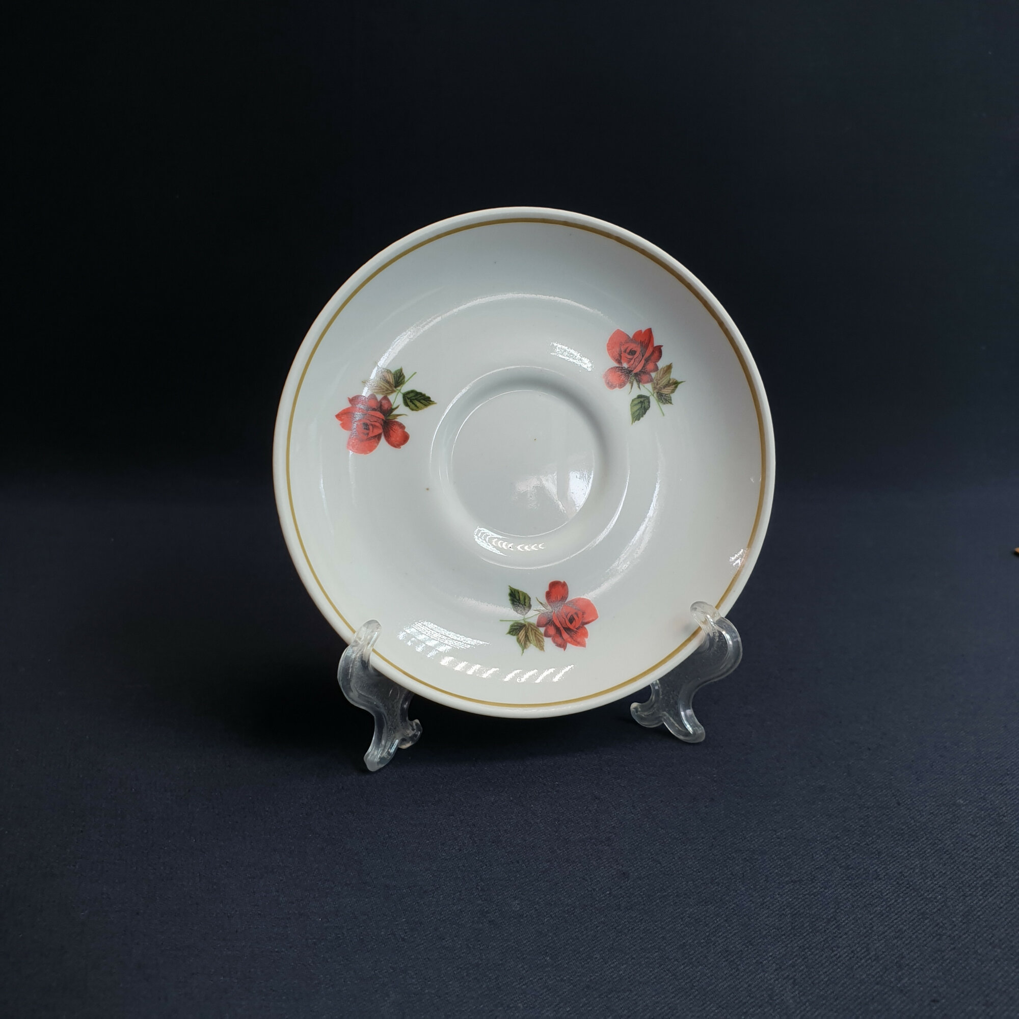 Блюдце кофейное Вербилки, фарфор деколь 12 см, винтаж СССР