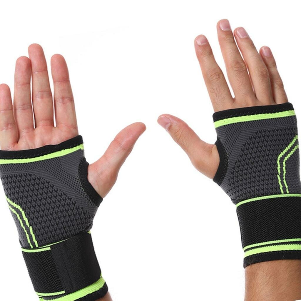 Удлиненные компрессионные перчатки для пауэрлифтинга и баскетбола, Зеленый - M
