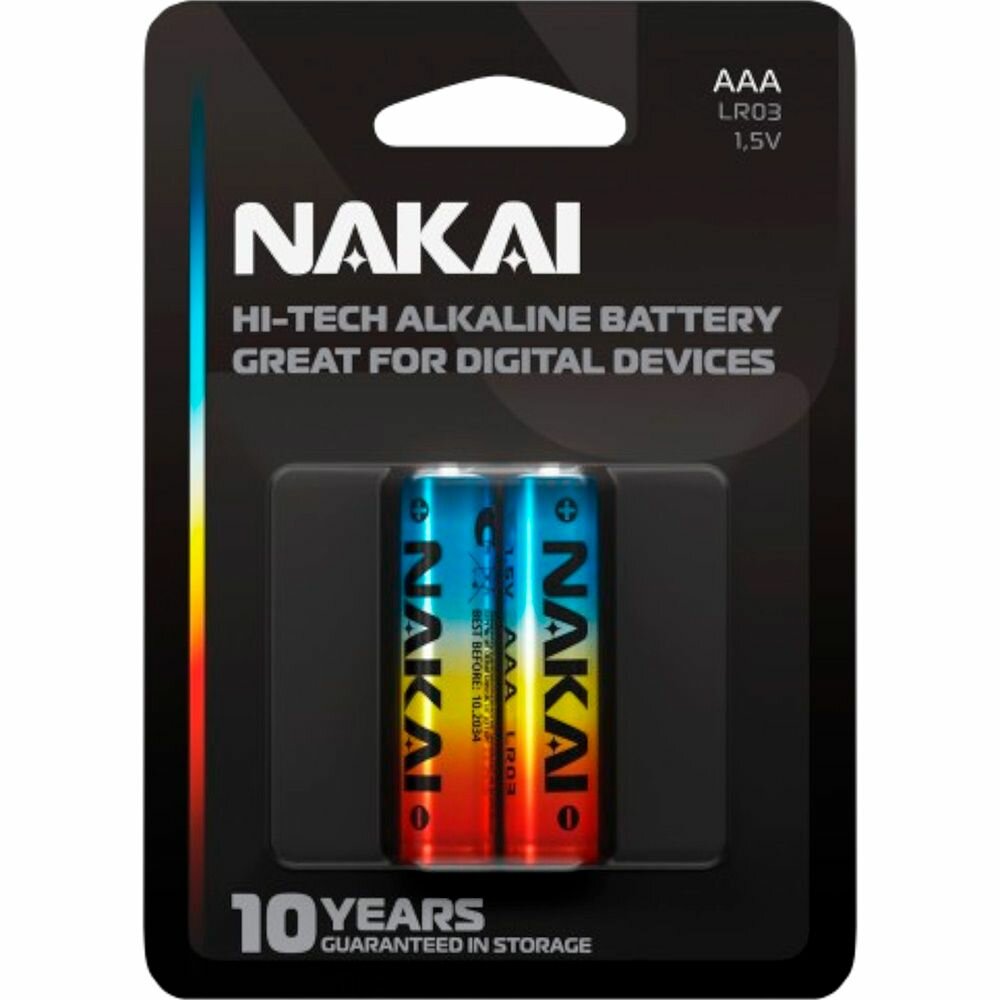Батарейки алкалиновые NAKAI LR 3 Hi-Tech 2xBL, блистер на картоне с подвесом