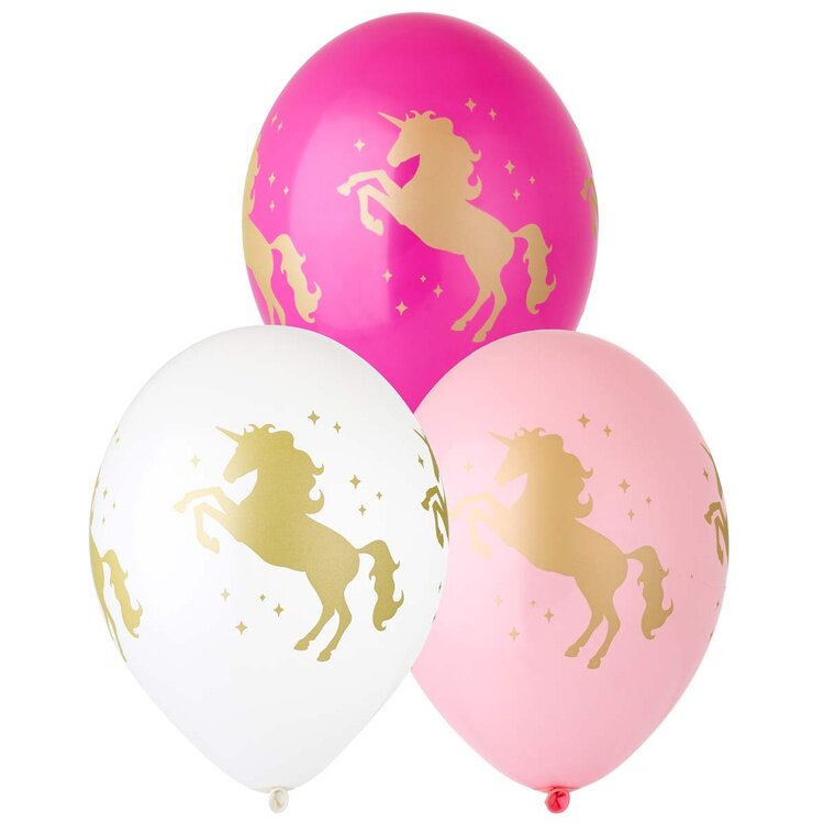 Набор воздушных шаров Веселая Затея "Единорог", латекс, с гелием, 35 см, 5 шт