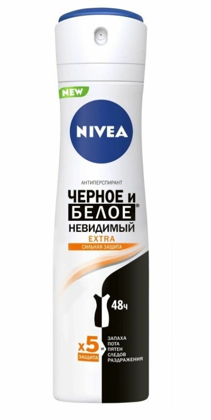Nivea Дезодорант женский Черное и Белое Невидимый Extra, 150мл