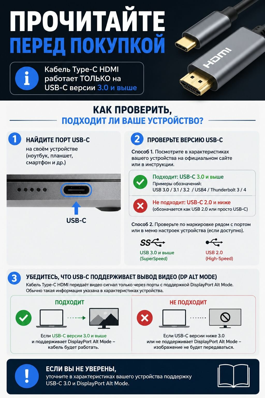 Кабель переходник HDTV Type-C на HDMI VISUAL для зеркального отображения со смартфона или ноутбука на ТВ, проектор 4K 60 гЦ 2 метра нейлоновая оплетка