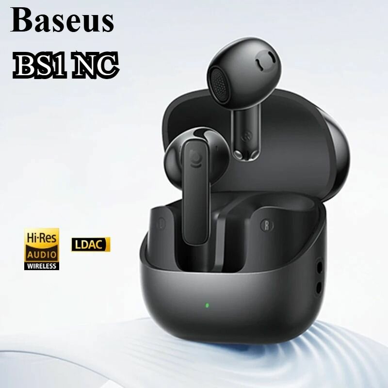 Baseus BS1 NC Беспроводные наушники ANC с адаптацией к реальному времени Bluetooth 6.0 Полуоткрытые наушники LDAC Hi-Res Audio с 6 микрофонами AI ENC