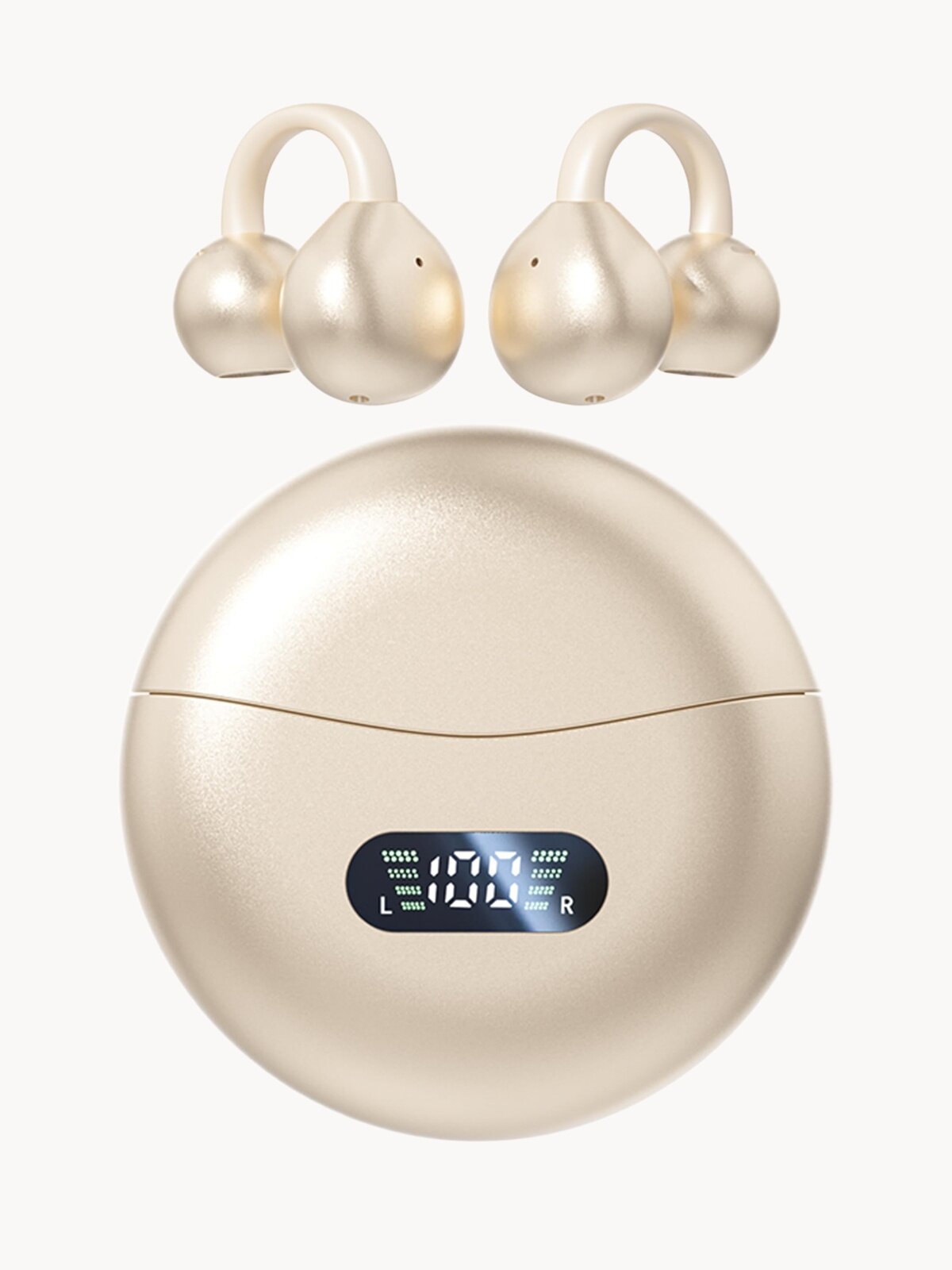 Наушники беспроводные клипсы TWS M-79 Bluetooth с шумоподавлением, молочные