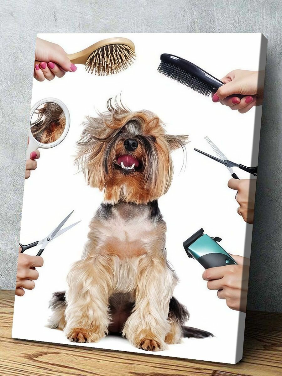 Картины для интерьера 50х70 В парикмахерскую для собак йорка стрижка