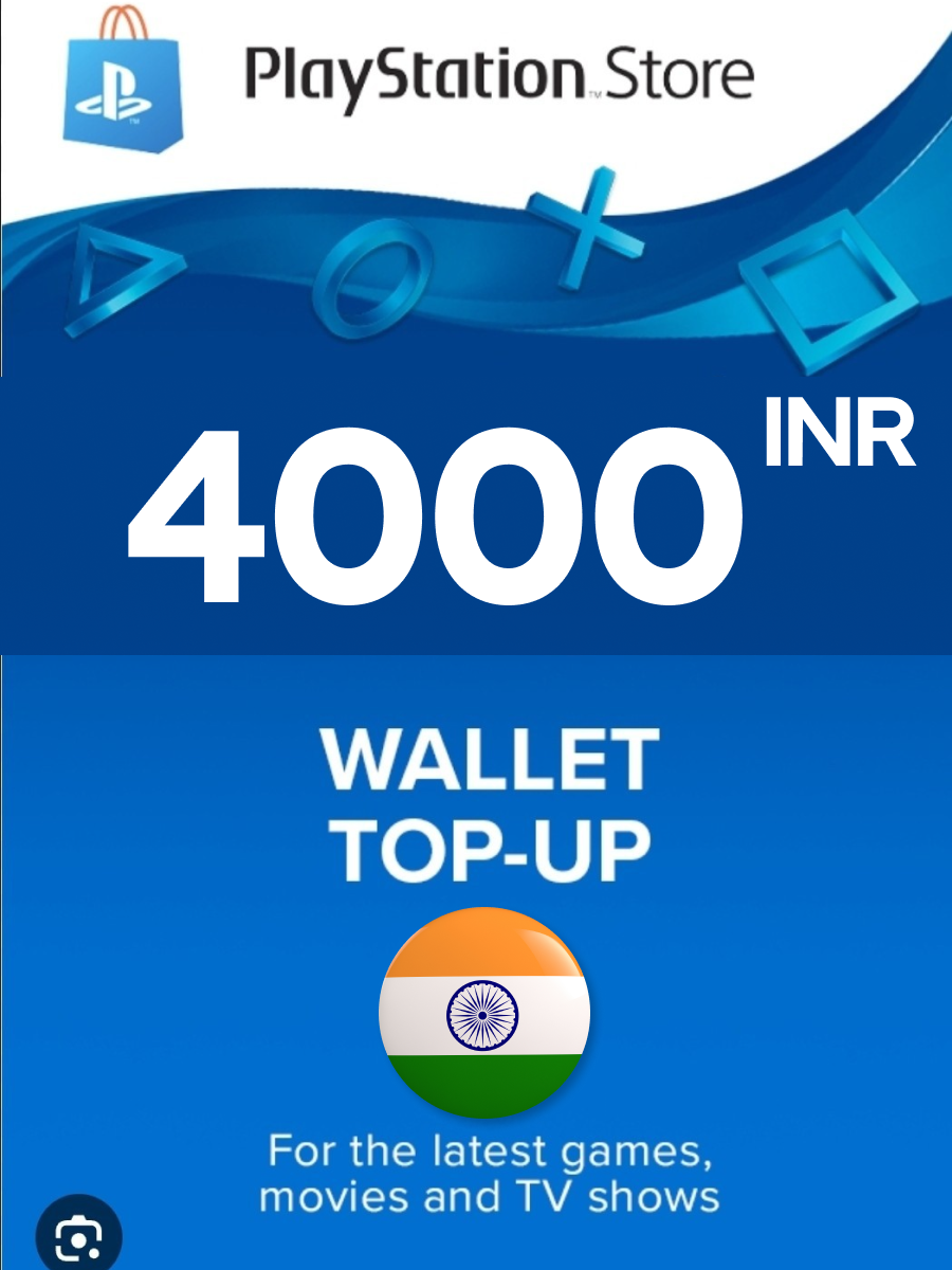 Пополнение счета PlayStation Store на 4000 рупий INR / Gift Card India / Код активации PlayStation Индия