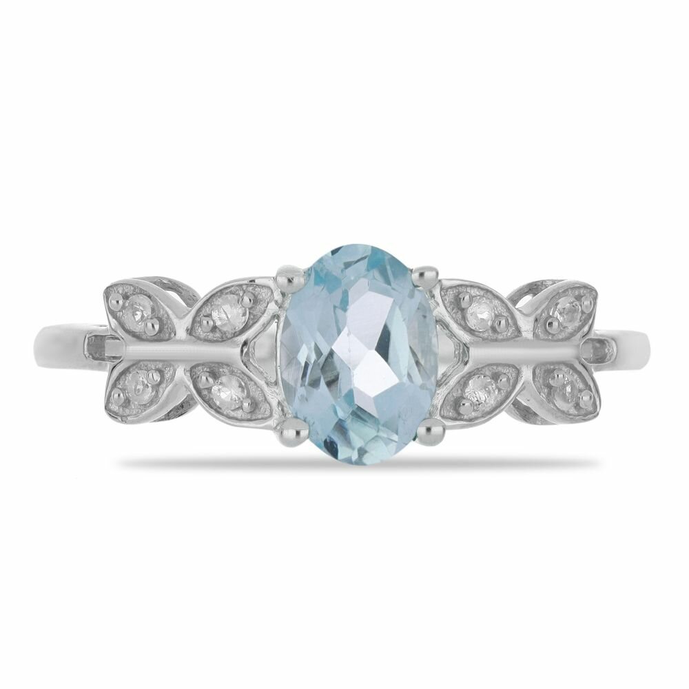 Кольцо, серебро, 925 проба, родирование, циркон, топаз