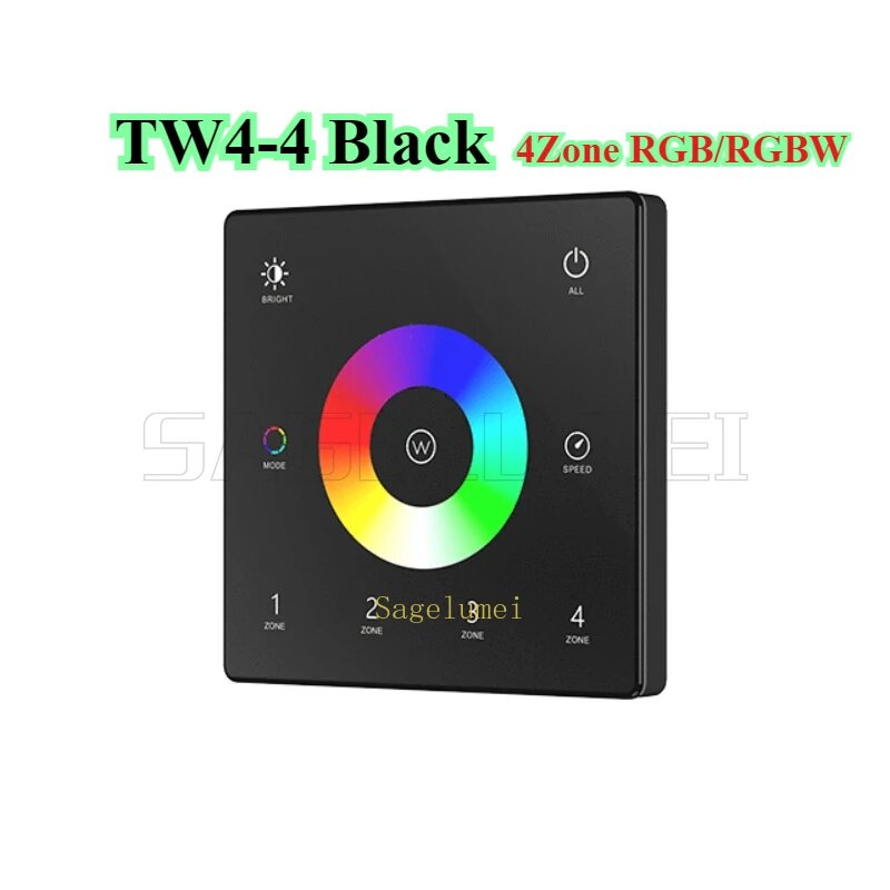 SAGE LU MEI Сенсорная панель RGB контроллер 4 зоны Черный, TW4-4 (Black)