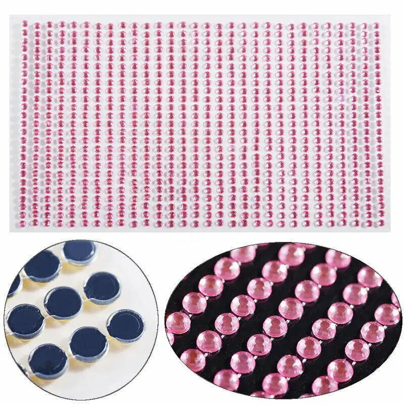 Самоклеящиеся акриловые стразы HISENLEE 3 мм 750 шт. Розовый, Light pink