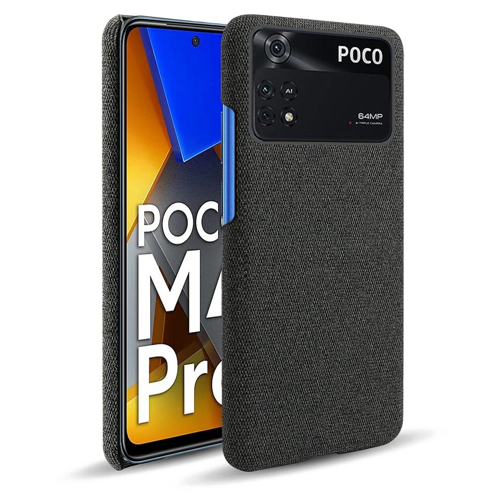 Для Poco M4 Pro 4G Чехол Ткань Противоскользящий Чехол Funda Для Черный, Black, Xiaomi Poco M4Pro 5G