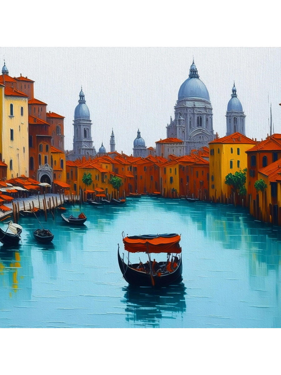 Мозаика алмазная 30х30см Одинокая гондола рыжий КОТ