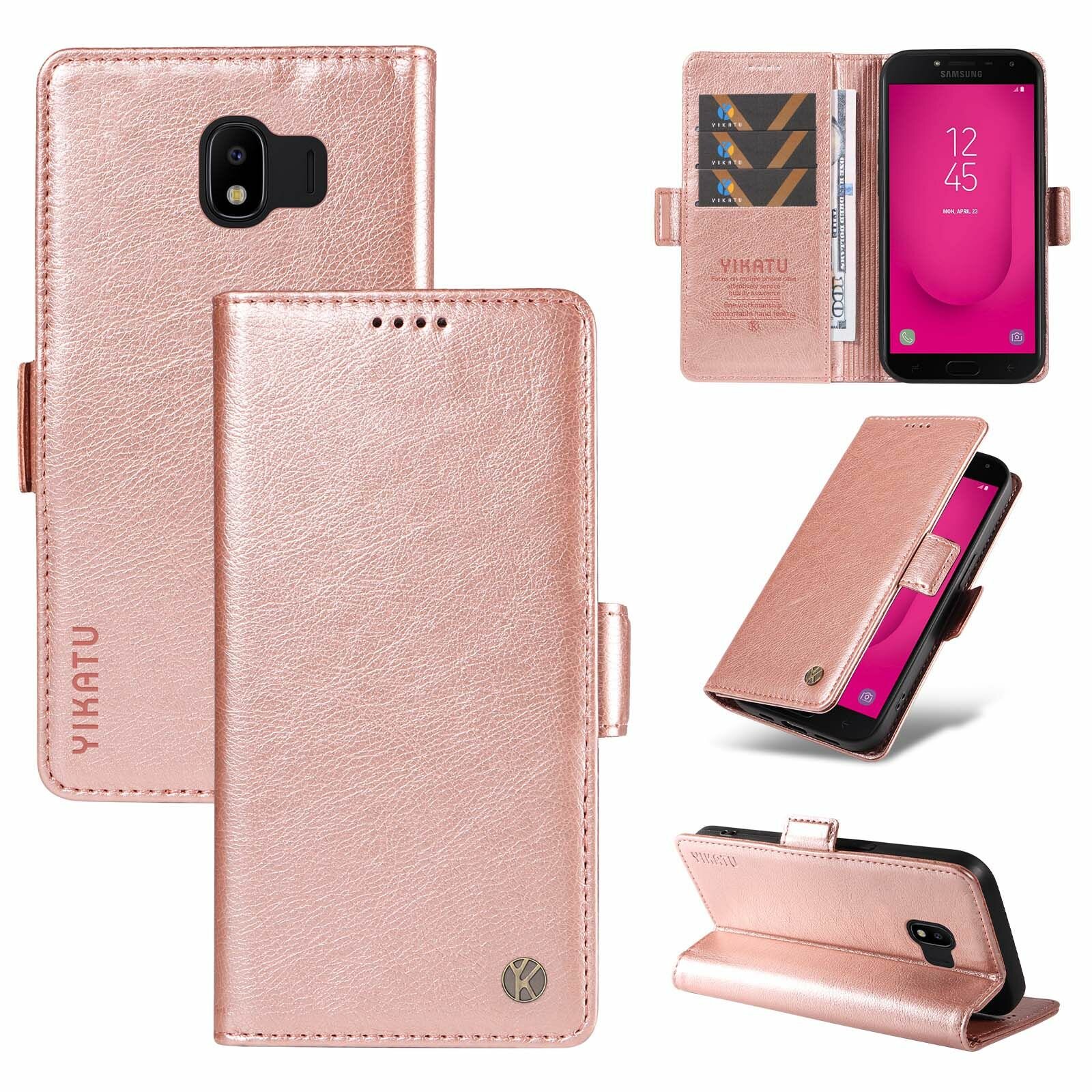 YIKATU Чехол Книжка Для Samsung Galaxy J4 2018 (Самсунг Галакси Джей 4 2018) кошелек Флип Кожаный