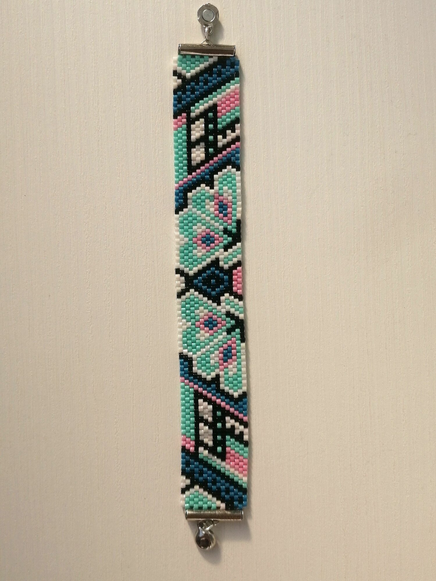 Браслет-манжета, бисер, стекло