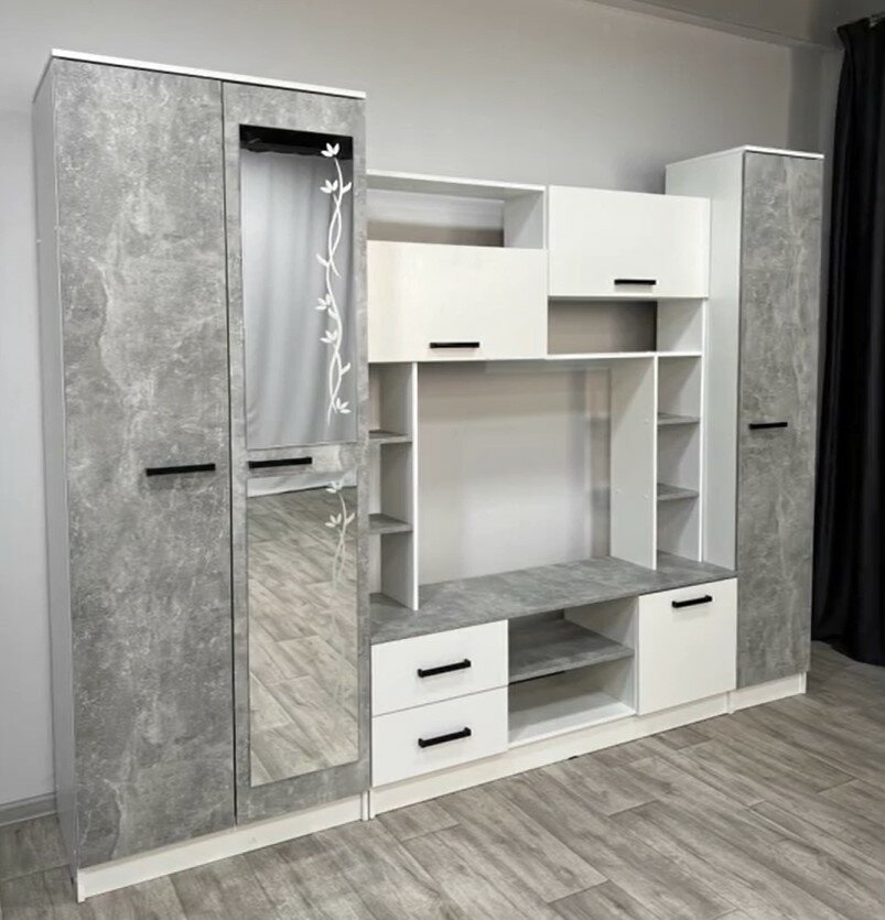 Гостиная стенка Соло, Белый/Ателье светлое, ЛДСП/ЛДСП, производитель «микон», Россия