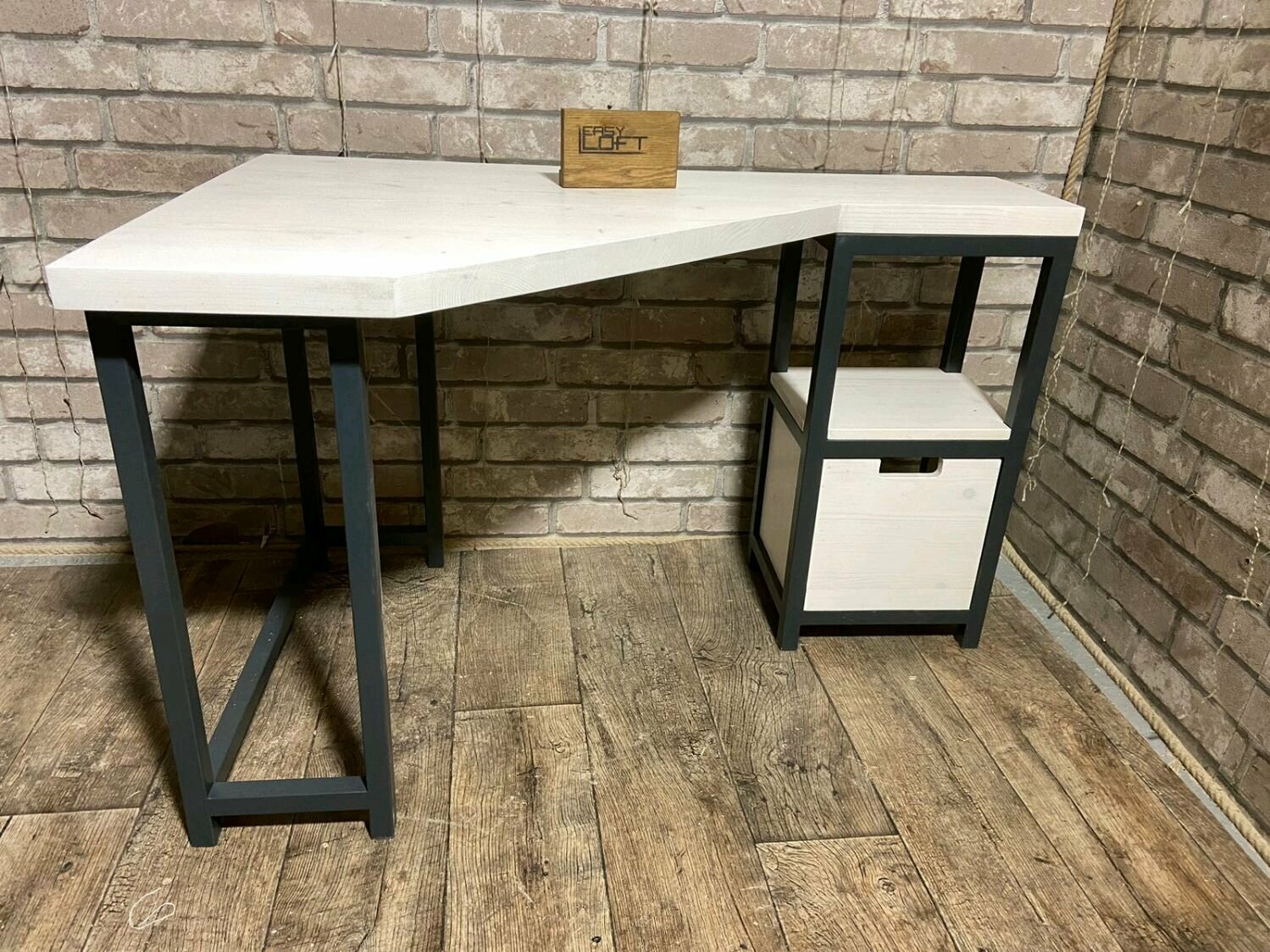 Стол EasyLOFT в стиле лофт, компьютерный/письменный, 120x75x75 см, цвет белый