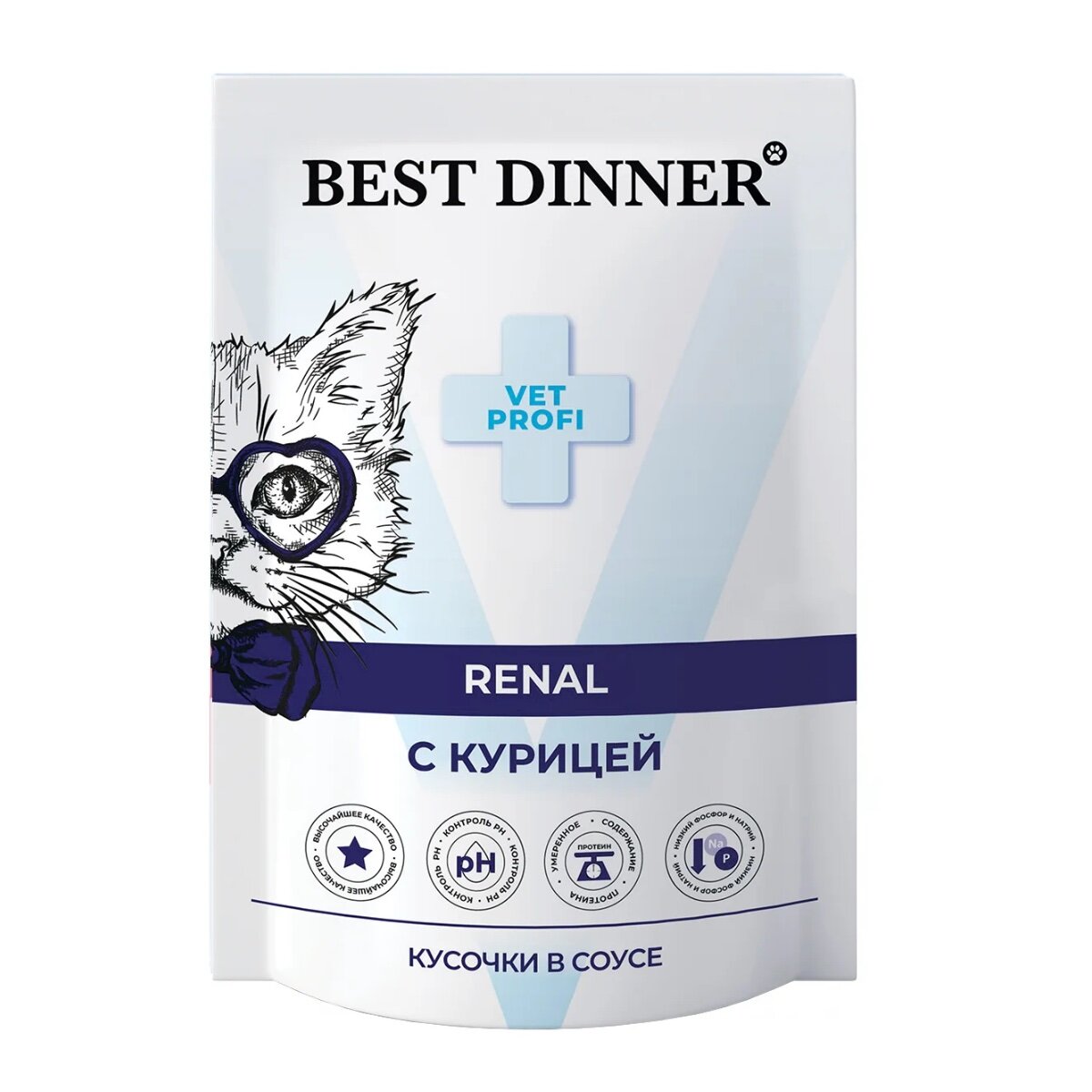 Best Dinner Exclusive Vet Profi Renal Паучи, кусочки в соусе с курицей 24 шт*85 г