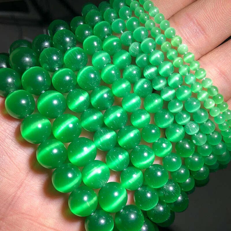 Бусины кошачий глаз YHBZRET опал 4/6/8/10/12 мм Изумрудный, 4mm 95pcs, Dark green