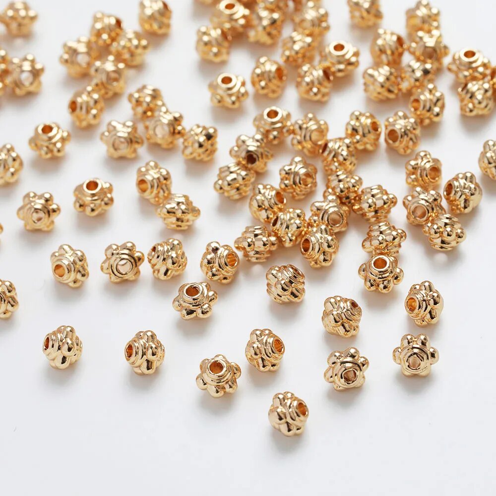Латунные бусины-разделители с позолотой 18K, 40 шт. 4.4X3.8mm