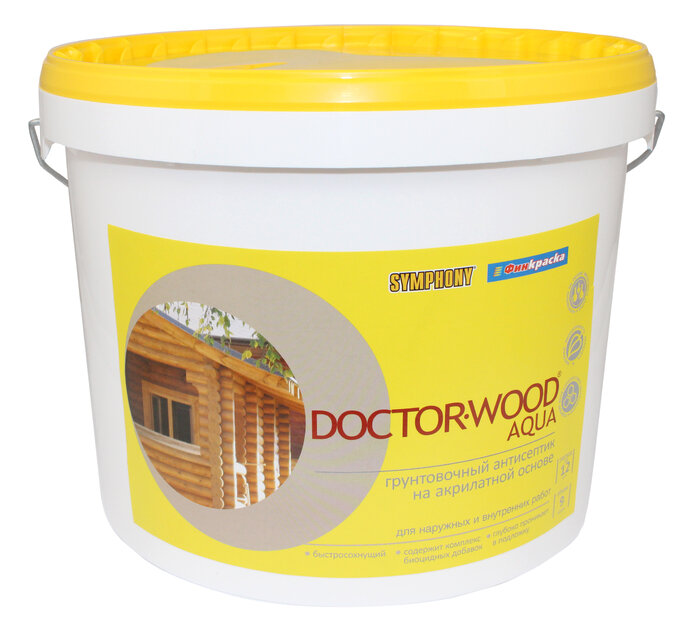 Антисептик грунтовочный DOCTOR WOOD AQUA на акрилатной основе 9л