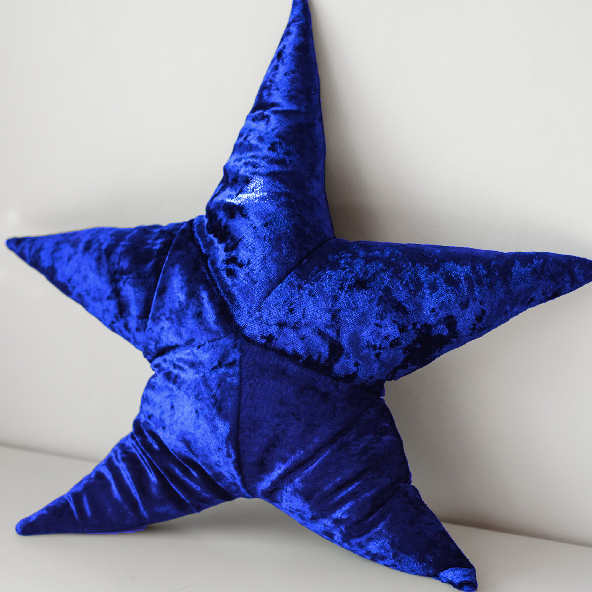 Подушка декоративная звезда из бархата, ручной работы, синий