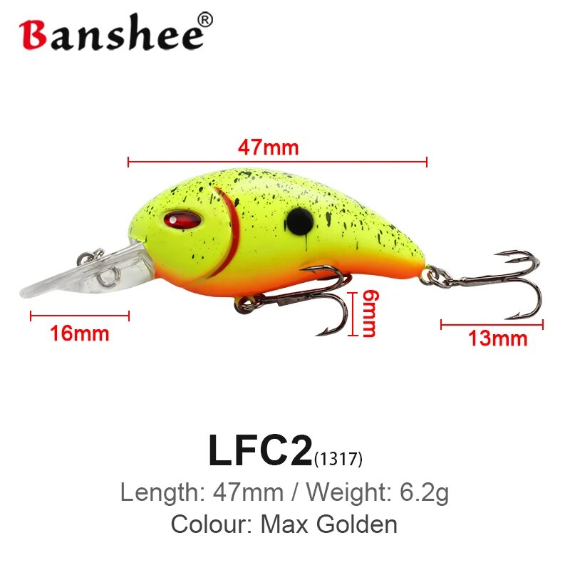 Banshee 47 мм, 6,2 г, маленький кренкбейт, искусственная рыболовная приманка для троллинга, приманка на окуня, искусственная приманка для рыбалки, Жесткая/плавающая/окуня