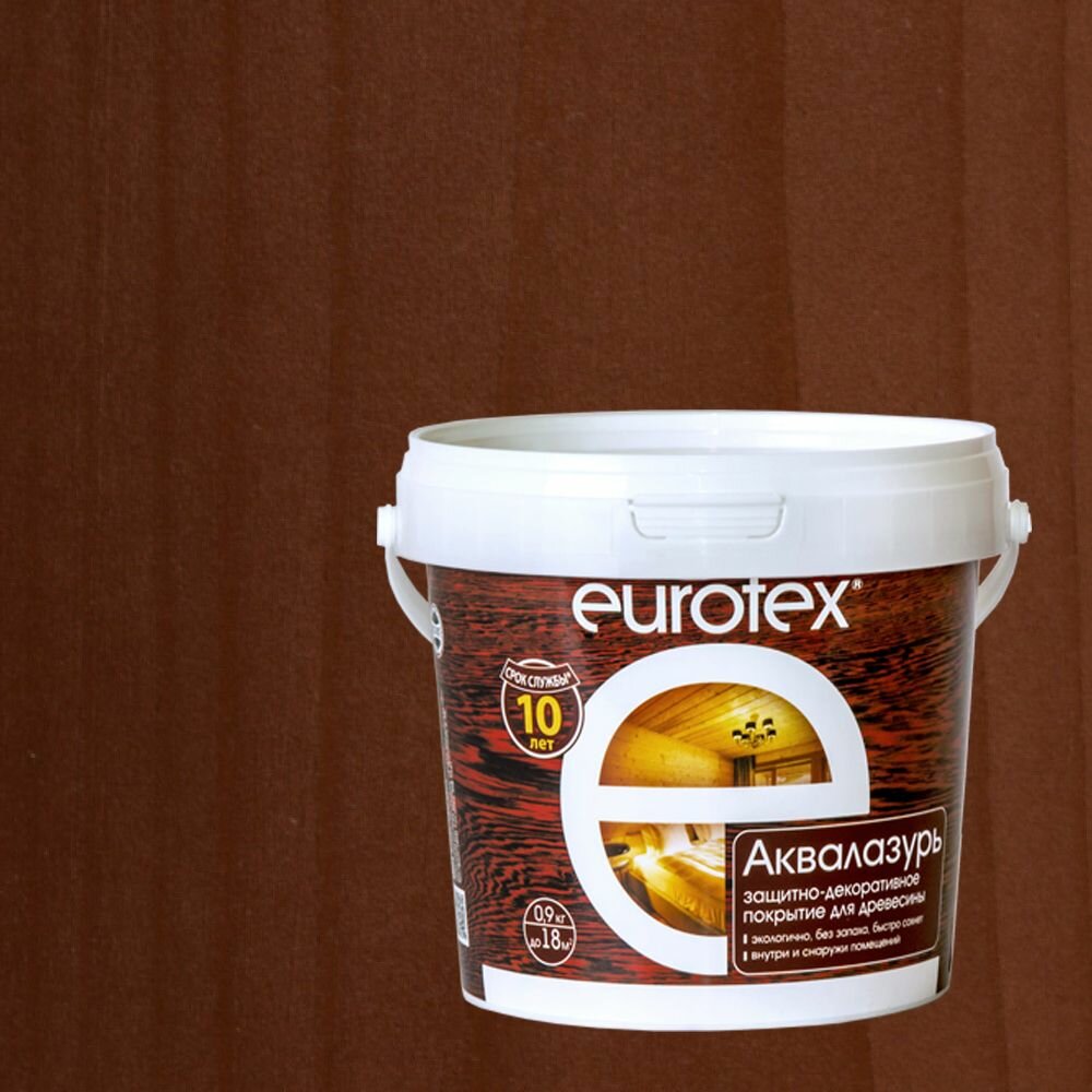 Лак защитно-декоративный для дерева Eurotex Аквалазурь (0,9кг) палисандр