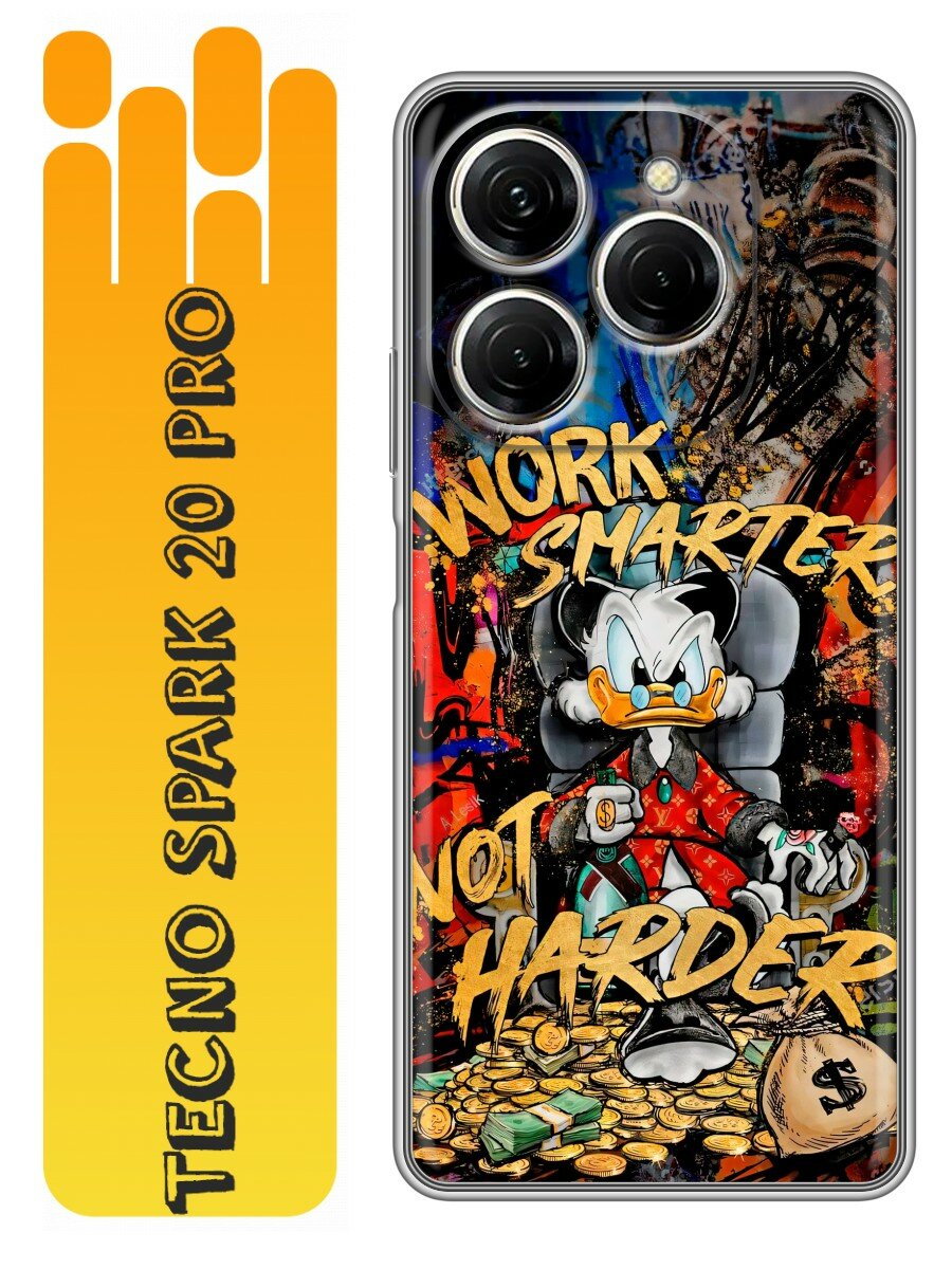 Чехол для Tecno Spark 20 Pro с принтом Дональд Дак Деньги (Техно Спарк 20 Про)