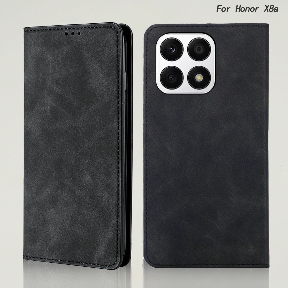 Чехол-книжка на Хонор Икс 8a/ Чехол подходит для Honor X8a, противоударный, черный
