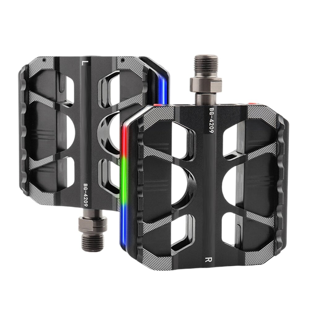 Велосипедные педали, подставка для ног, светодиодная подсветка, велосипедные педали, платформа, противоскользящая резьба 9/16 дюймов, три подшипника, подножки для велосипедов