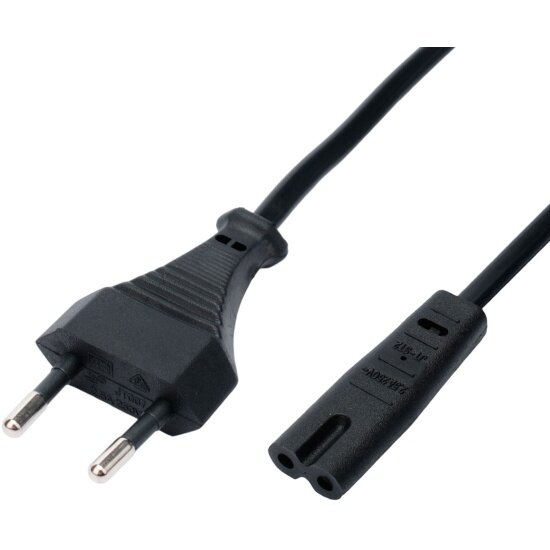 Кабель питания Cablexpert CEE 7/16-C7, 2x0.75мм2, 2.5А, VDE, угл. разъемы, 3м, черный