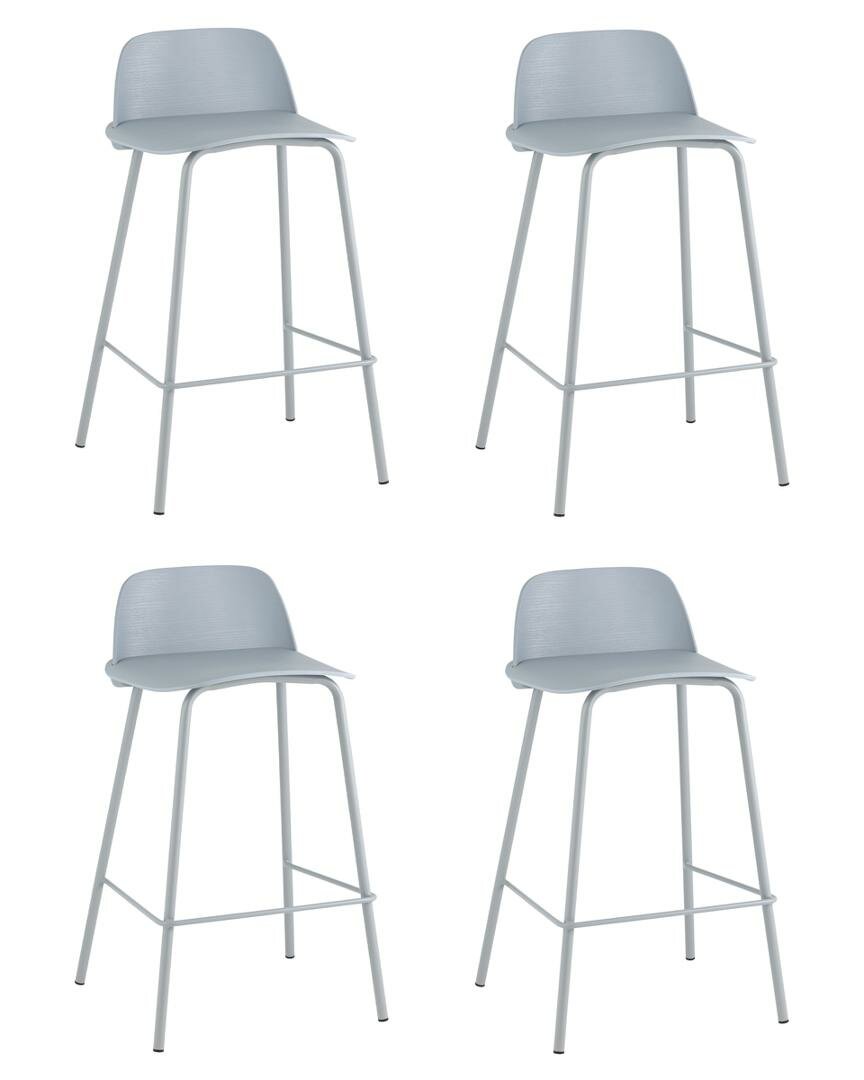 Stool Group Комплект из четырех стульев Mist пластиковое сиденье, серо-голубой, ножки металл, 80*47*47 см, арт. УТ000038442