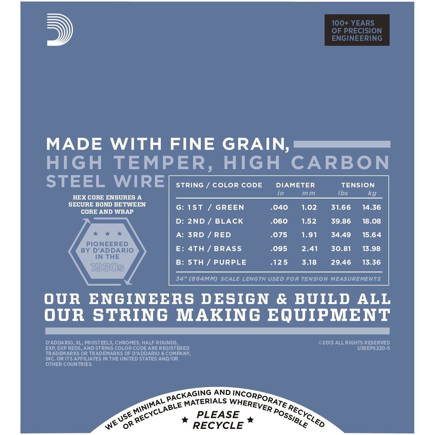 Струны для бас-гитары DAddario EPS220-5