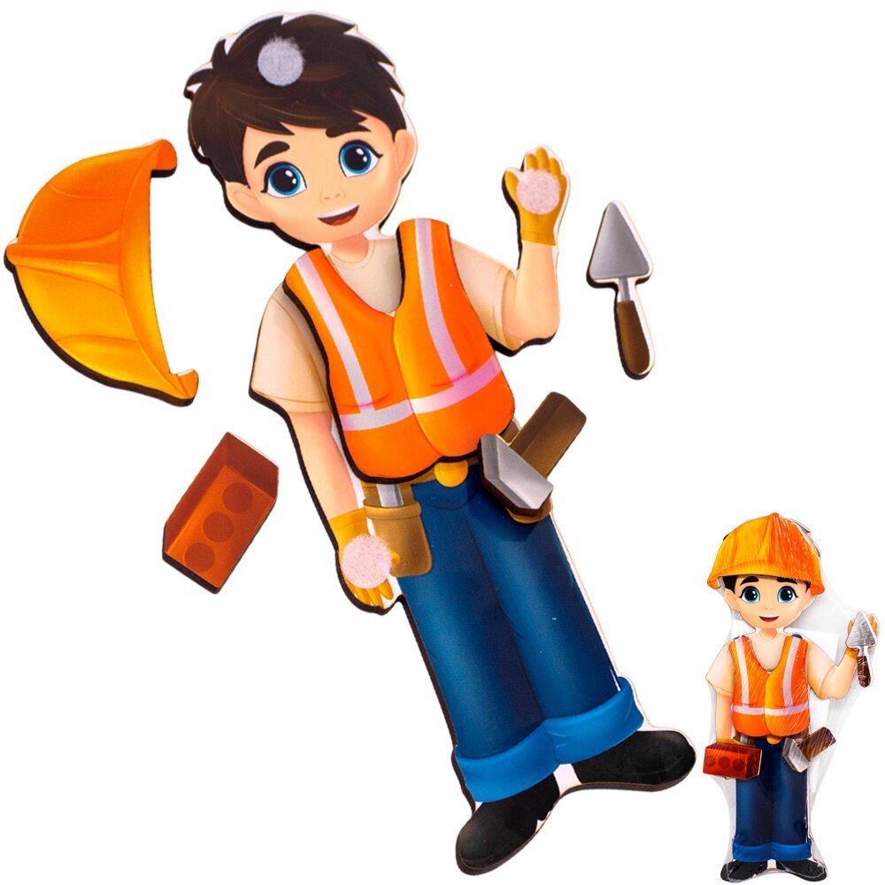 Конструктор Арбо "Профессия", Строитель, дерево, на липучках (ОА-00000430)