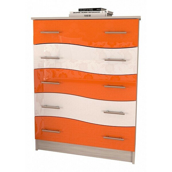 Комод DoorDoor-12 ясень шимо светлый / оранжевый глянец 80х107х40 см, цвет на заказ