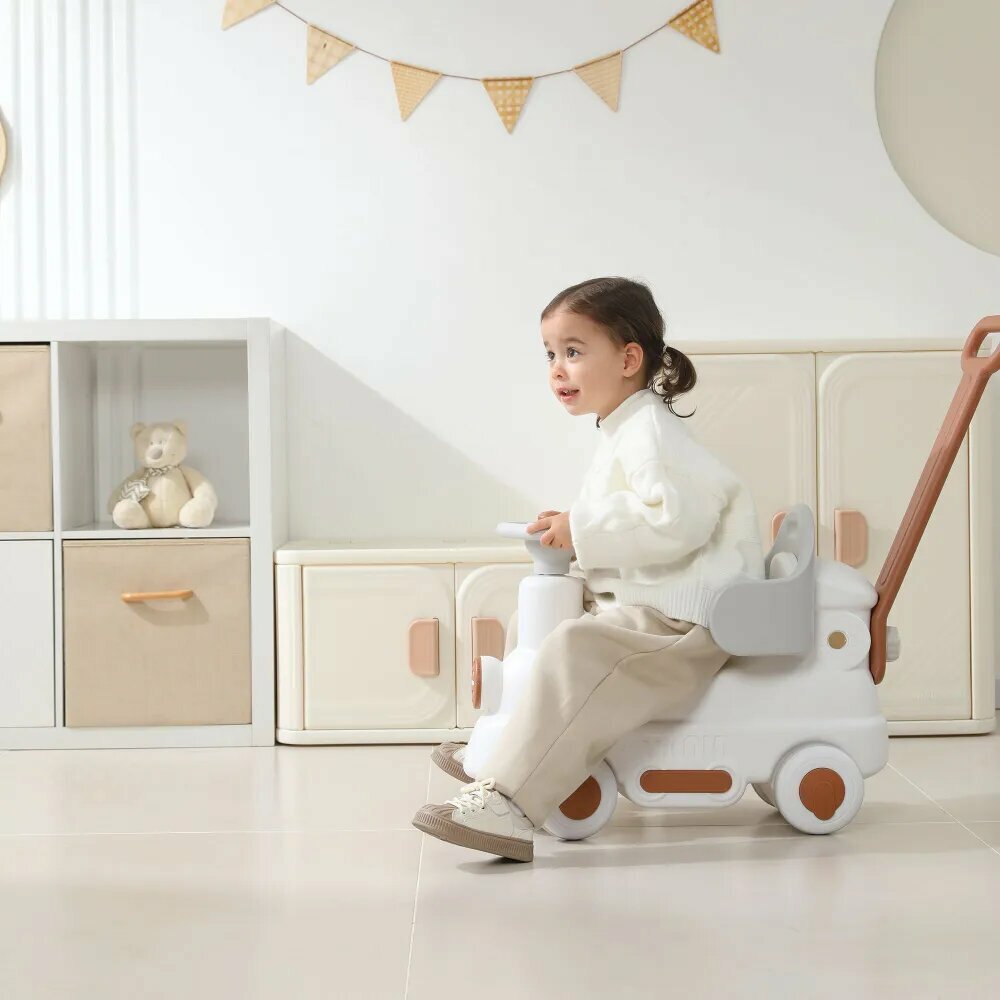 Поезд-качалка-беговел-балансборд детский 3 в 1 UNIX Kids Train Grey от 1 года, баланс борд для детей