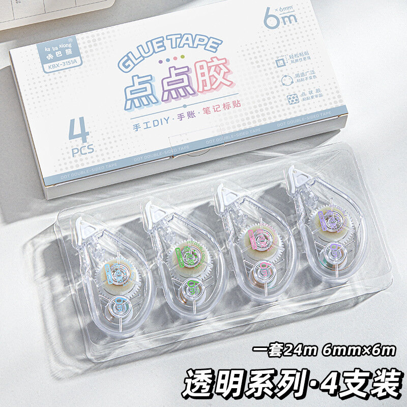 Клей-скотч, прозрачный, двусторонний, 4 палочки