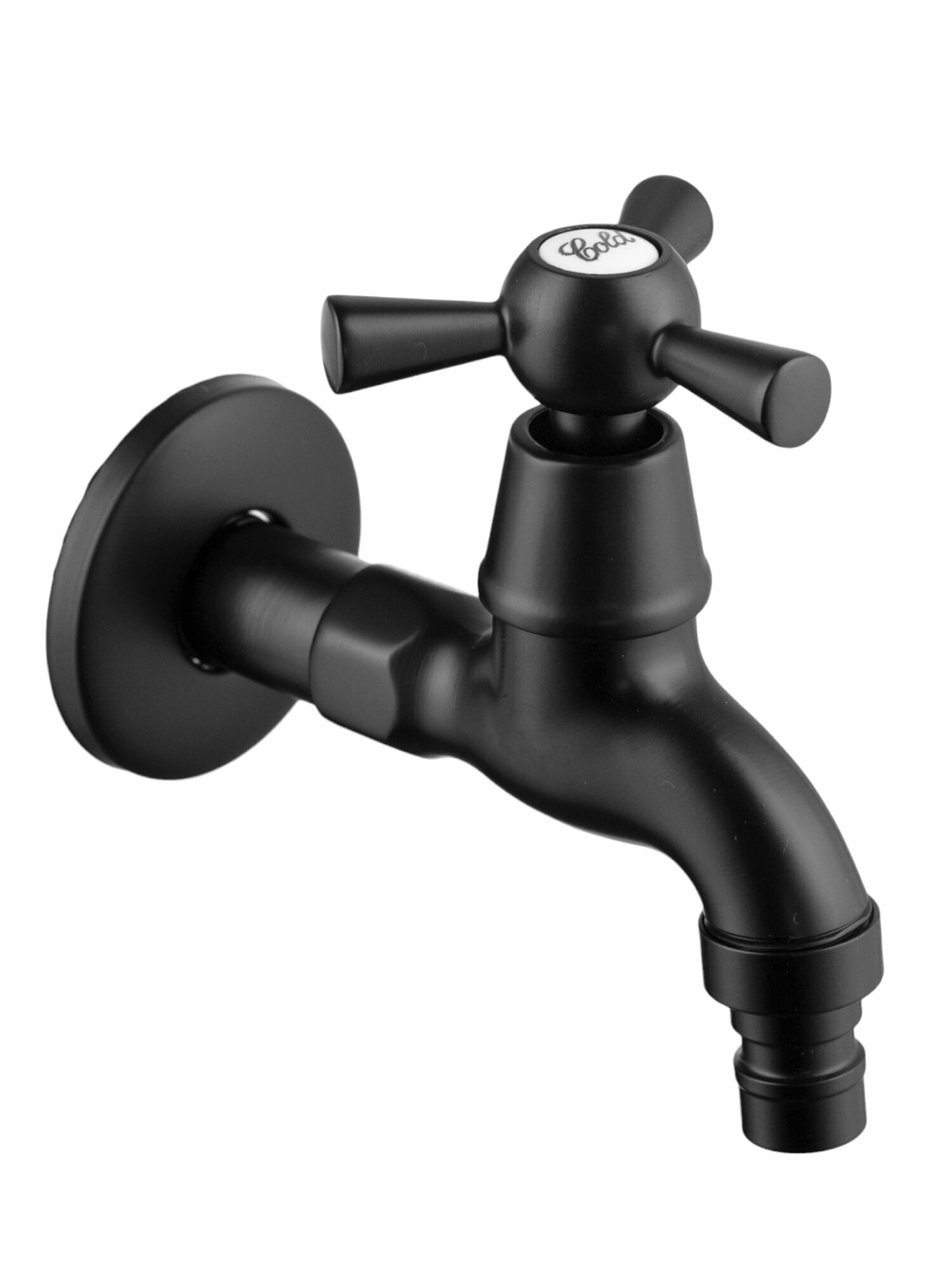 Кран водоразборный полуоборотный 1/2", 8 см от стены, черный матовый