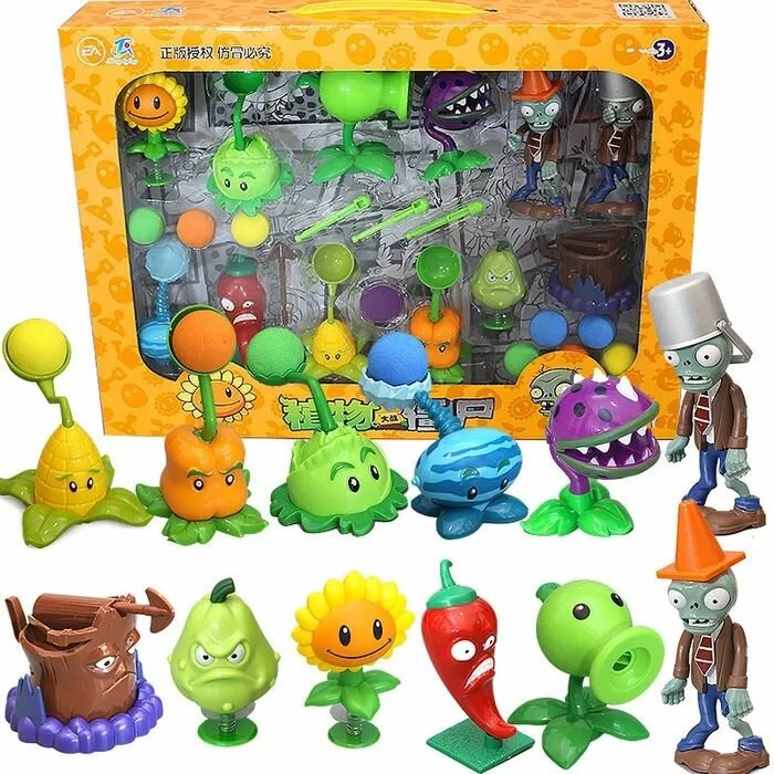 Plants vs Zombies set / Растения против зомби (Set. 4-14см )/Подарить боевую карту /Официально лицензировано.