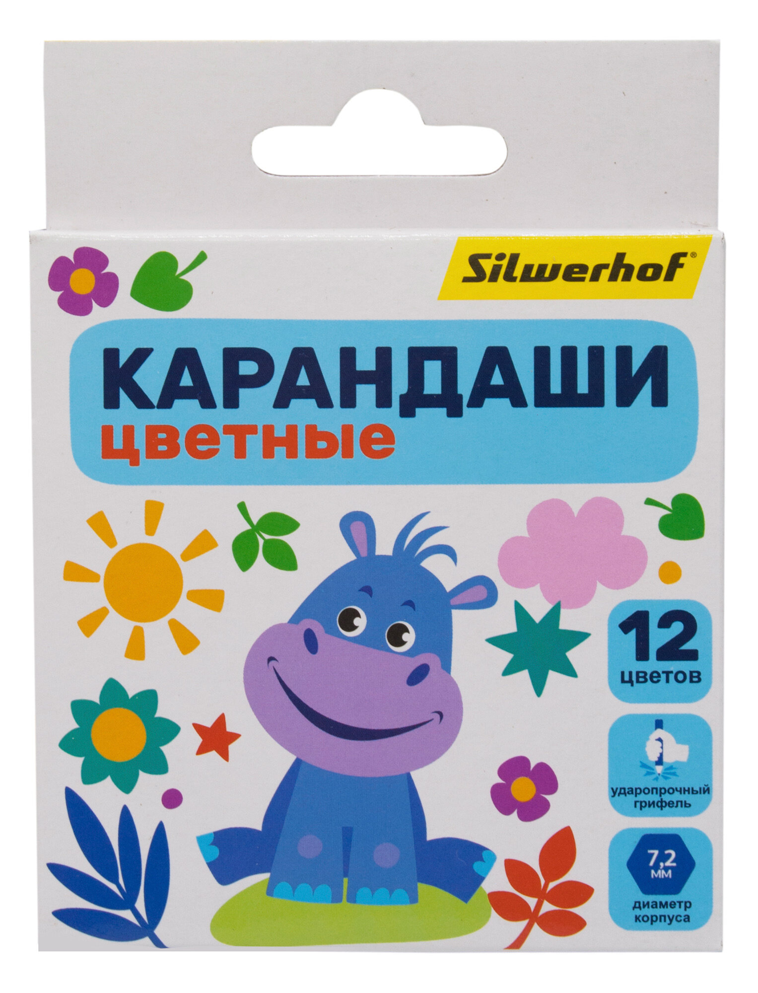 Карандаши цв. Silwerhof Mini Веселые друзья 2.65мм шестигран. дерево ассорти 12цв. коробка/европод