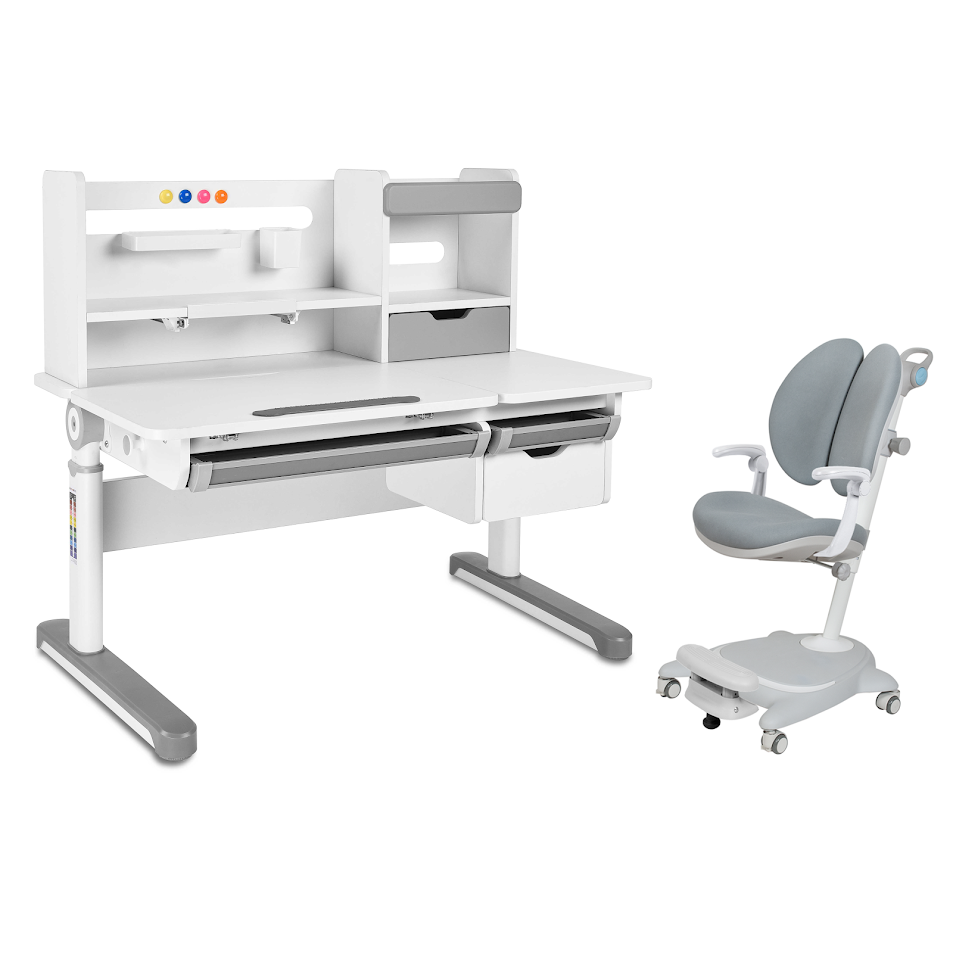 Комплект парта Sentire Grey + кресло Arnica Grey с подлокотниками и подставкой для ног