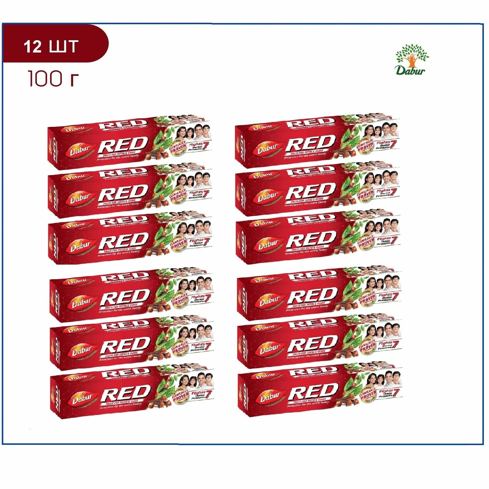 Dabur Red Зубная паста Ред аюрведическая красная Дабур 100 г - 12 шт