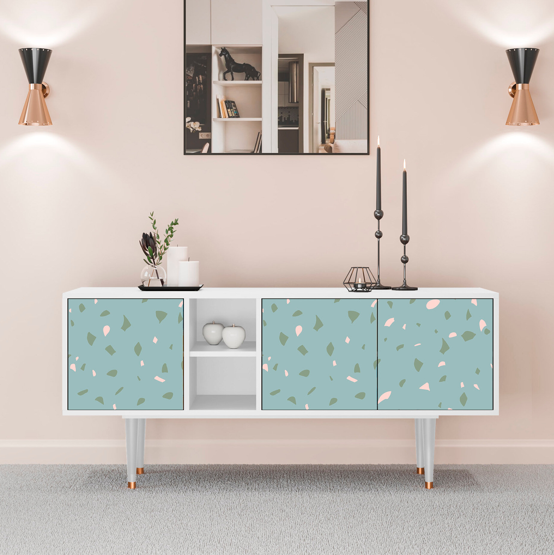 ТВ-Тумба - STORYZ - T5 Blue Drops, Размер - 150 x 69 x 41 см, Цвет корпуса - , Белый